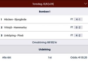 Oddset Bomben - kupong idag, resultat, tips & spelförslag